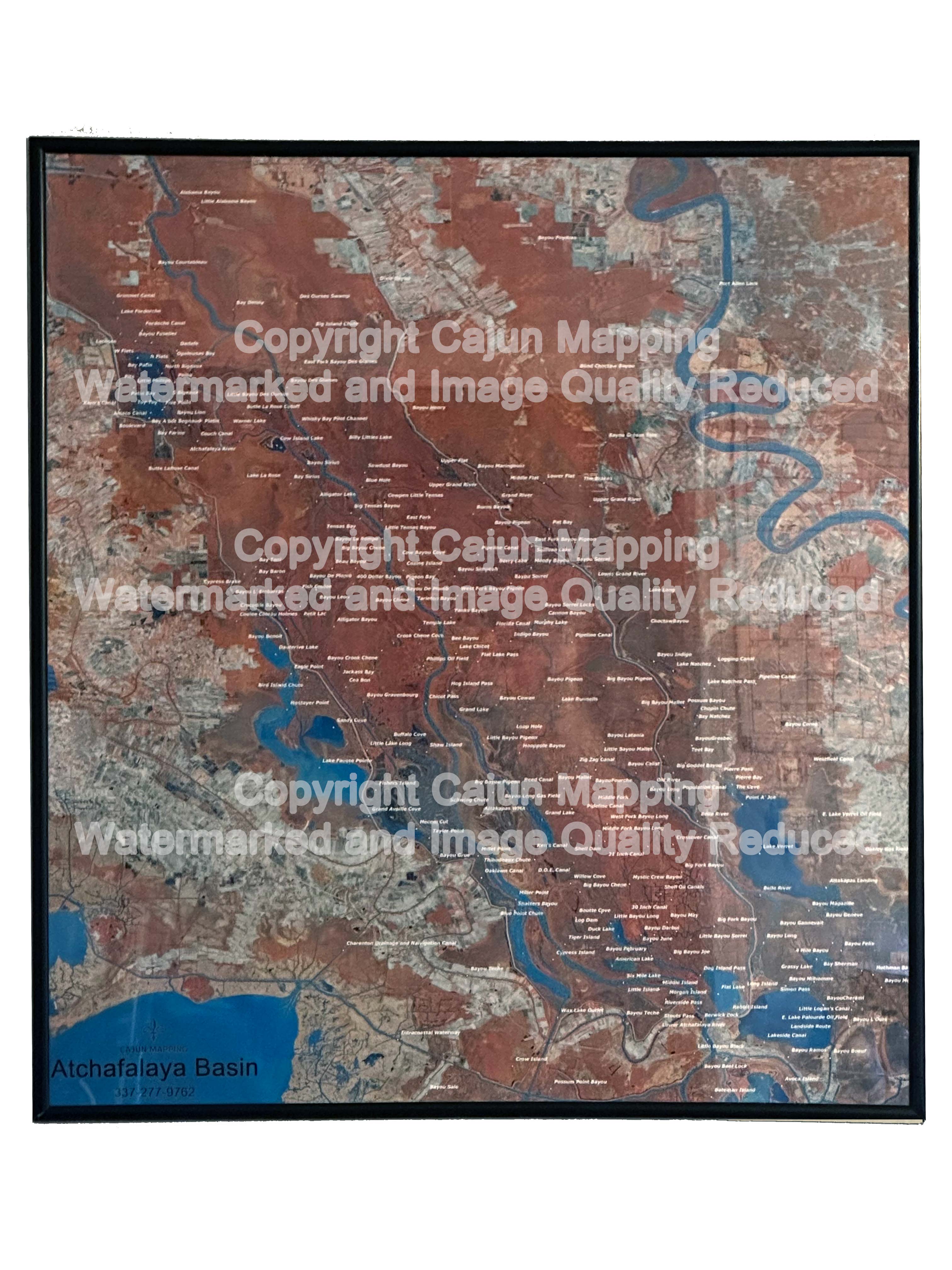 24" x 26.5" Printed Map of The Atchafalaya Basin – Cajun Mapping