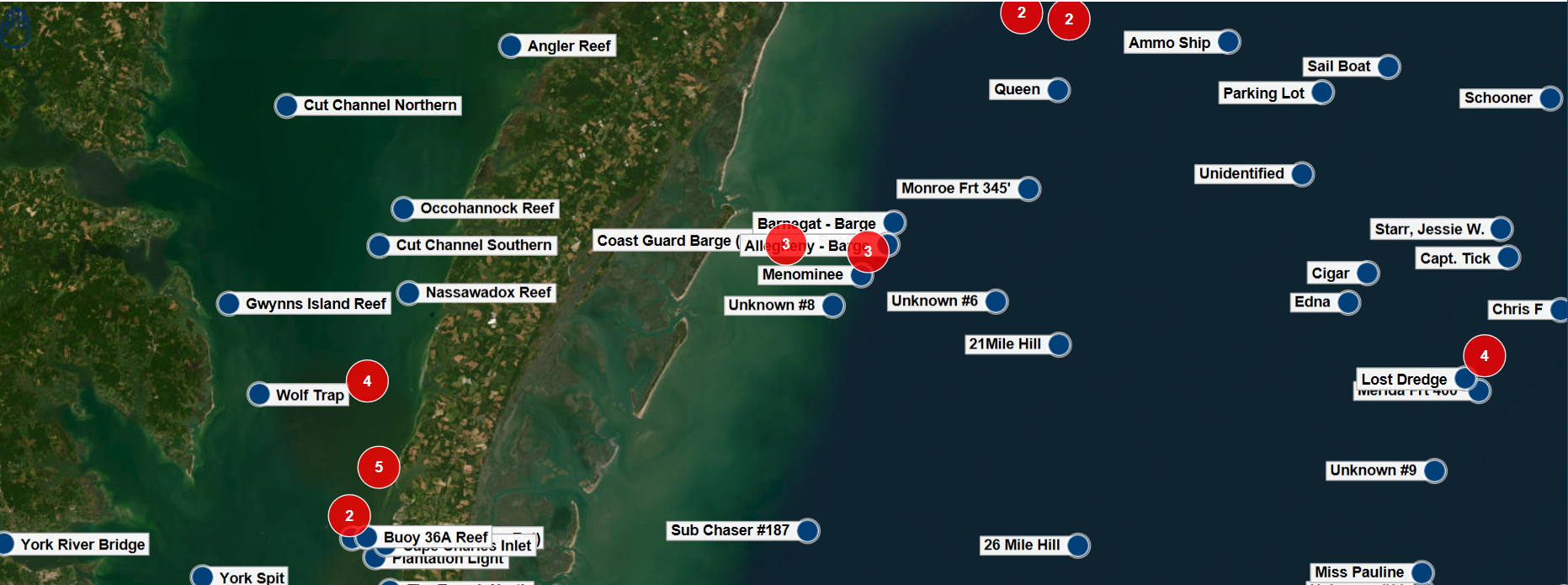 Virginia Beach and Offshore Hot Spots Fishing Map – Cajun Mapping