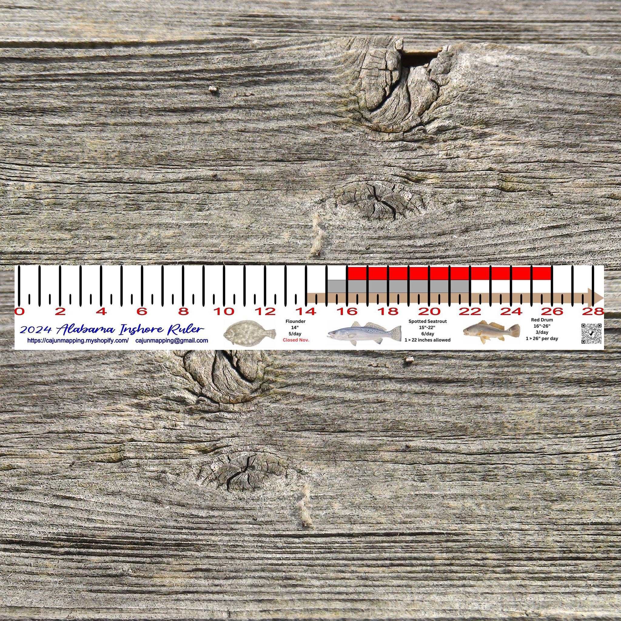 Alabama Inshore Fishing Slot Ruler Decal – Cajun Mapping