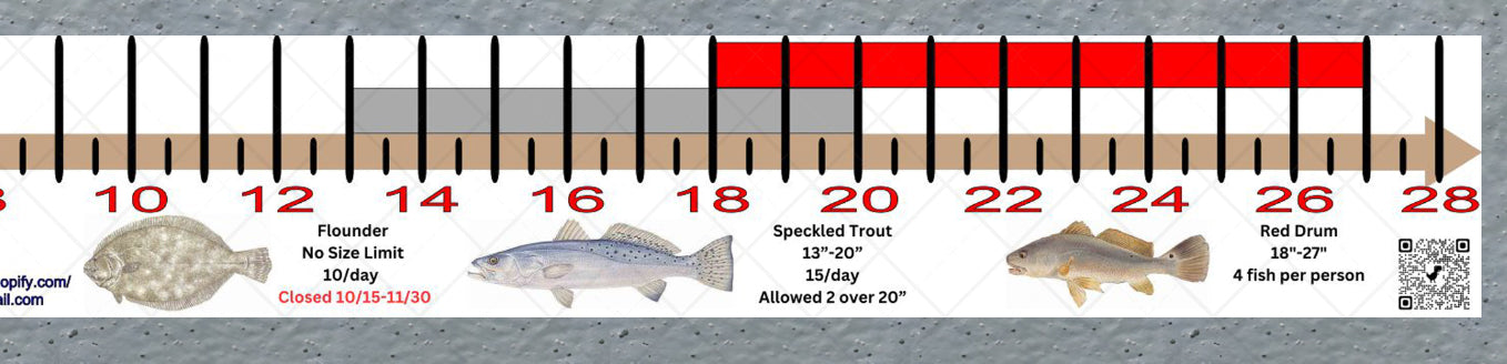 2024 Louisiana Inshore Fishing Slot Ruler Decal – Cajun Mapping
