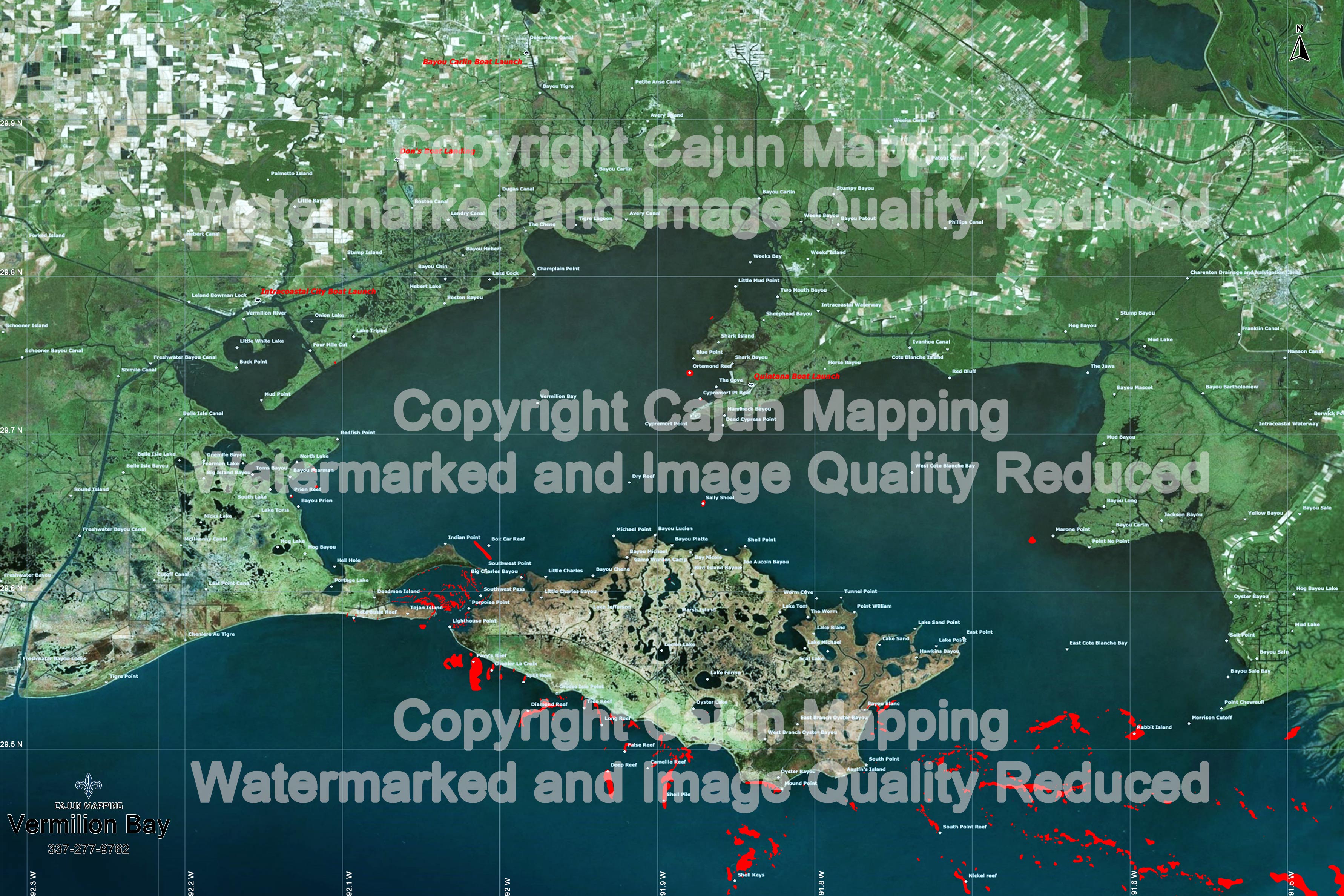 36" x 24" Printed Map of Vermilion Bay – Cajun Mapping
