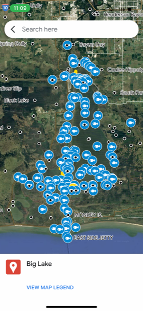 Big Lake (Calcasieu Lake) Hot Spots Fishing Map – Cajun Mapping