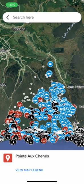 Pointe Aux Chenes - Fourchon Hot Spots Fishing Map – Cajun Mapping